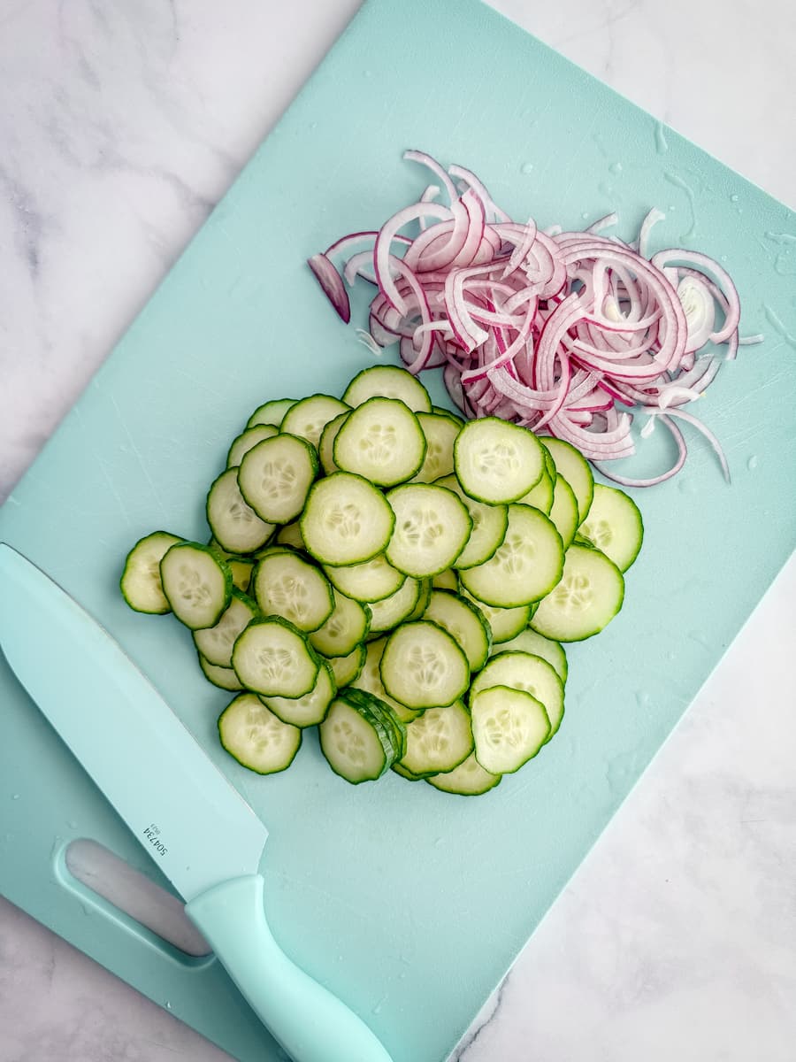 Quick & Tangy Cucumber & Red Onion Salad | Donuts2Crumpets